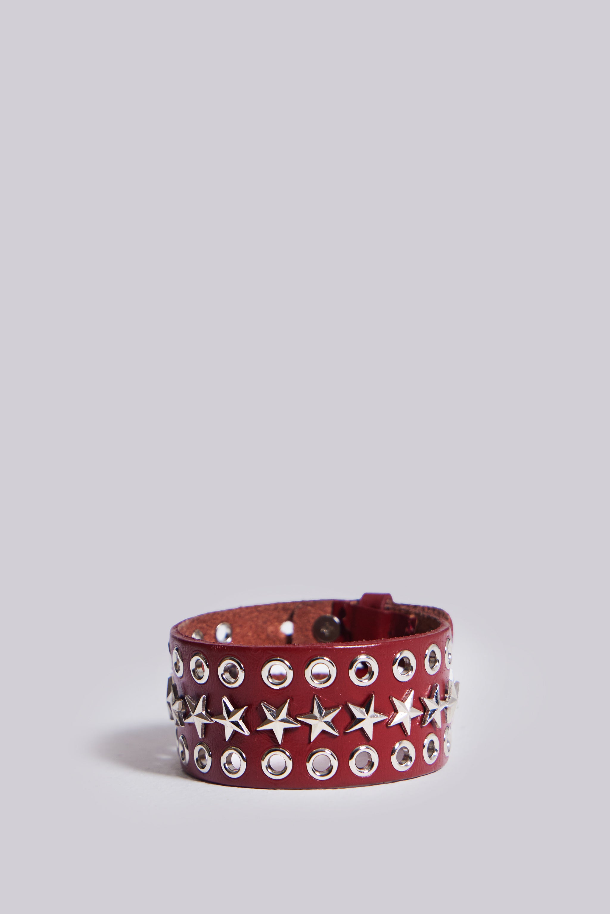 Red Leather Studded Bracelet - Jaded London